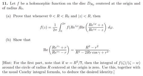 Solved 11 Let F Be A Holomorphic Function On The Disc Dro
