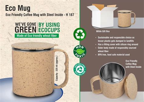 Ecomug Eco Friendly Coffee Mug With Steel Inside Made With Wheat Fiber