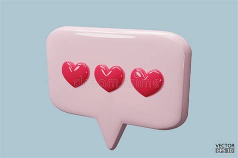 3d Chat Bubble Speech Icon With Red Hearts Isolated On Backgrounds