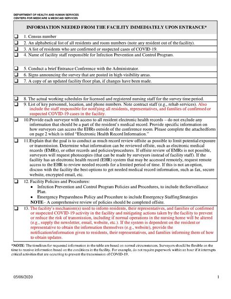 Cms Survey Entrance Conference Worksheet 2022