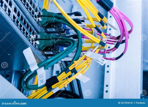 Network Cables Connected Into Server Inside Data Center Stock Image Image Of Router Network