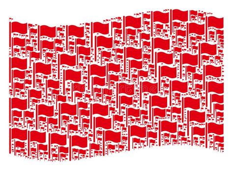 Waving Red Flag Pattern Of Waving Flag Icons Stock Vector