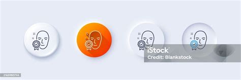 얼굴 인증 라인 아이콘입니다 액세스 권한이 부여된 기호입니다 선 아이콘 벡터 3차원 형태에 대한 스톡 벡터 아트 및 기타 이미지