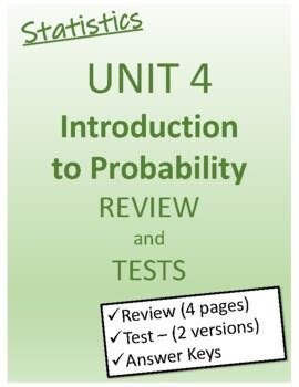 Statistics Unit 4 Introduction To Probability REVIEW AND TESTS