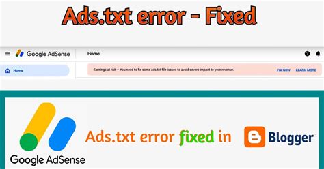 How I Fixed Ads Txt Error In Adsense Account Of Blogger Website My