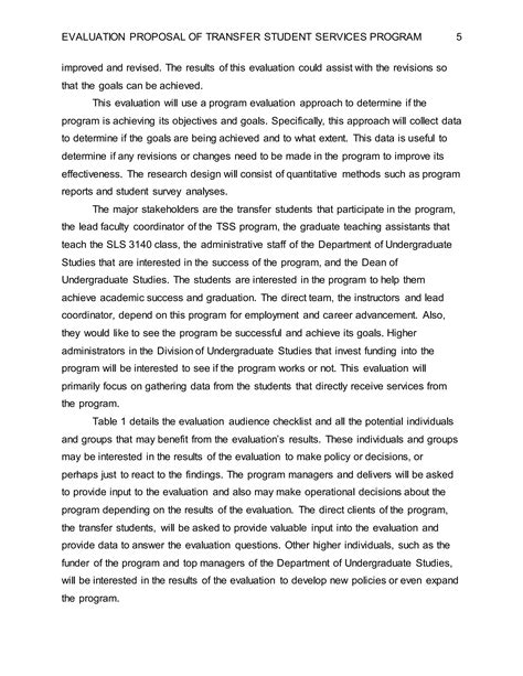 Program Evaluation Proposal Docx