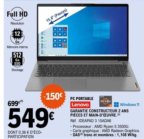 Promo Pc Portable Lenovo Chez E Leclerc Icatalogue Fr