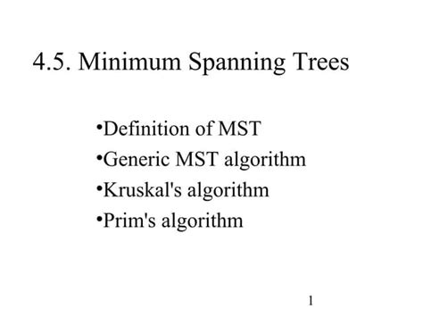 Minimum Spanning Trees Algorithm Ppt