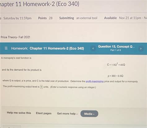 Solved Hapter 11 Homework 2 Eco 340 Saturday By 11 59pm Chegg