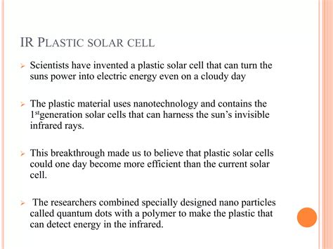 Infrared Plastic Solar Cell Pptx