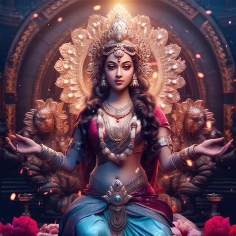 Premium Ai Image Hindu Goddess Laxmi Beautiful Wallpaper
