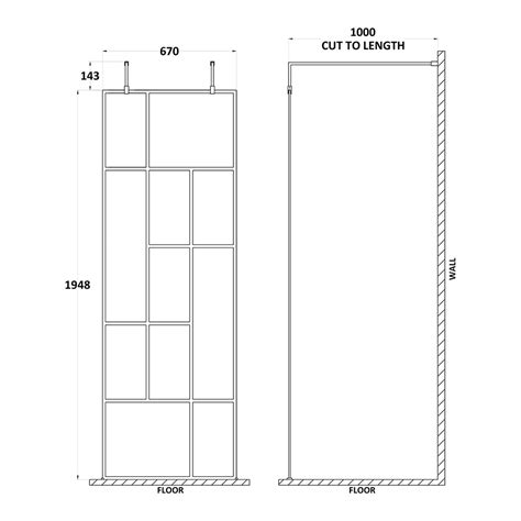 Hudson Reed Dual Arm Abstract Matt Black Frame Wetroom Shower Screen