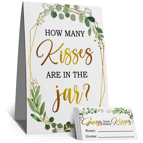 Buy Guess How Many Kisses Are In The Jar Game Eucalyptus How Many Kisses Baby Shower Cards Kit