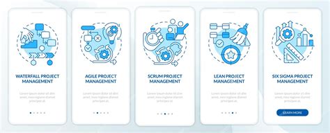 Premium Vector Project Management Styles Blue Onboarding Mobile App Screen