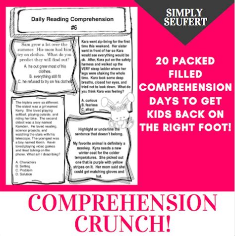 Comprehension Reading Passages Elementary Lesson Comprehension