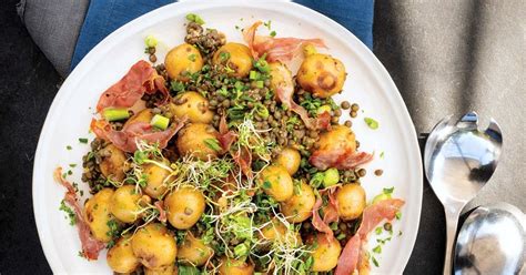 Grilled New Potatoes And Lentils With Creamy Lemon Dressing Alive