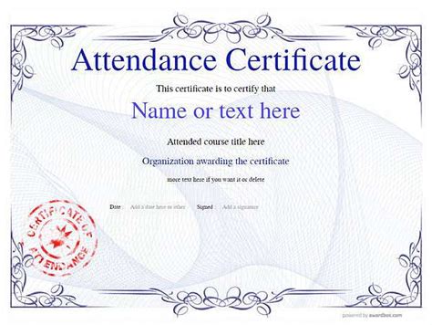 Free Attendance Certificate Templates For Easy Editing
