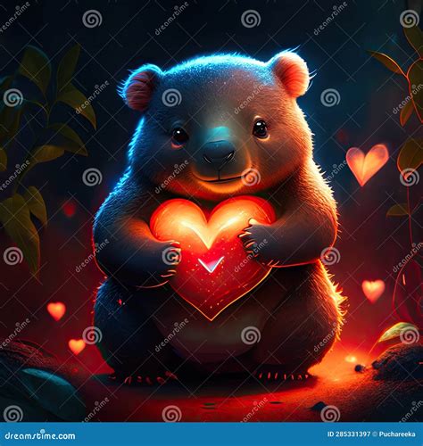 Cute Wombat Hugging Heart Valentine S Day Greeting Card Cute Bear With