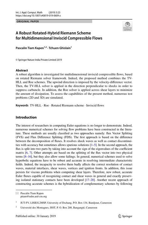 Pdf A Robust Rotated Hybrid Riemann Scheme For Multidimensional
