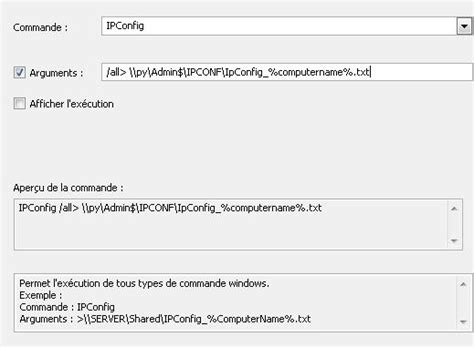 Action Commande Comment Déployer Lexécution De La Commande Ipconfig