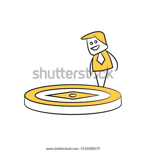 Doodle Businessman Looking Compass Stick Figure Stock Vector Royalty Free 1550288579