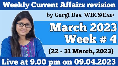 22 31 March 2023 CA Revision Weekly CA Revision By Gargi Das WBCS