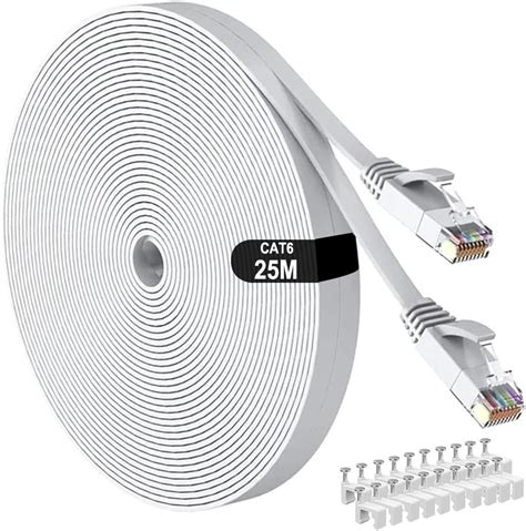 Jp 25m Lanケーブル Cat6 準拠 ウルトラフラットケーブル プリンター対応 Rj45コネクタ サーバー 企業