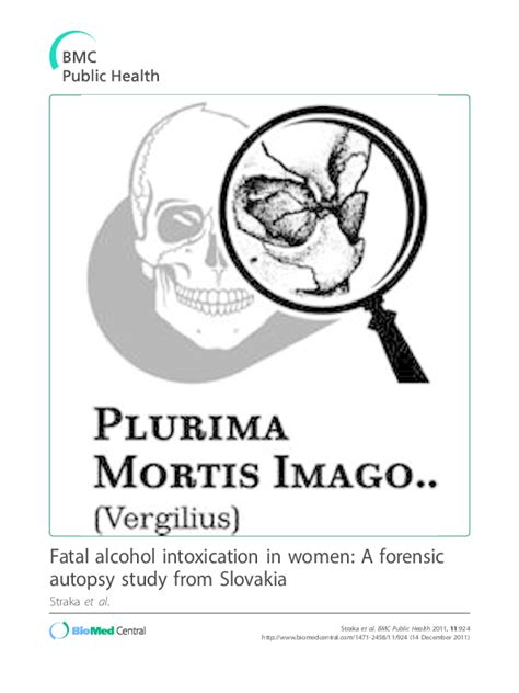Pdf Alcohol Intoxication Related Deaths In Women