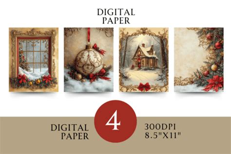 Vintage Christmas Junk Journal Paper Graphic By Watercolour Lilley