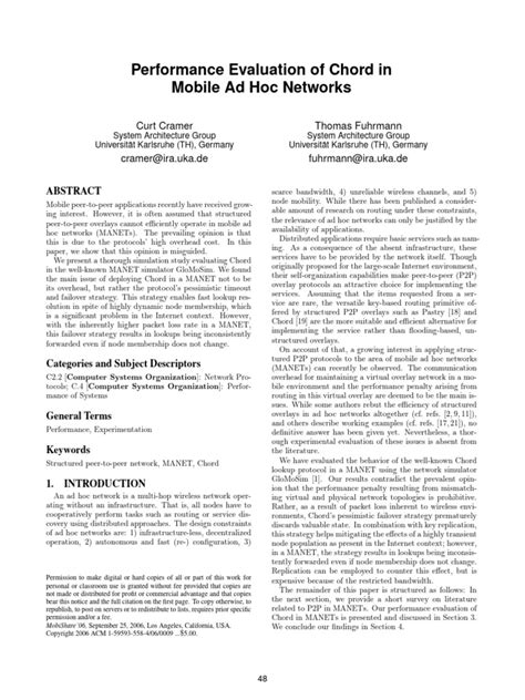 8 Performance Evaluation Of Chord In Manet Pdf Wireless Ad Hoc