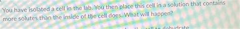 Solved You Have Isolated A Cell In The Lab You Then Place Chegg Com