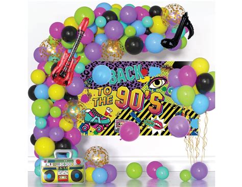 Back To The 90s Backdrop And Balloon Garland Kit Retro Boom Box Radio