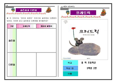 독후활동 프레드릭을 읽고서 사락포스트