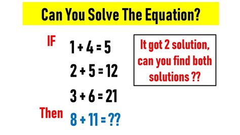 If 1 4 5 2 5 12 3 6 21 Then 8 11 Maths Puzzle