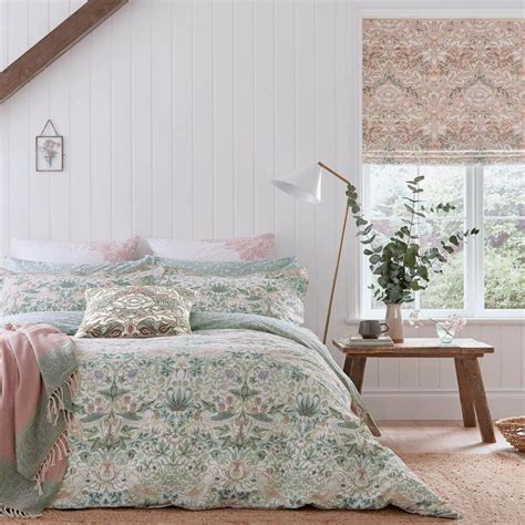 Strawberry Thief Bedding Set In Cochineal Pink By Morris And Co