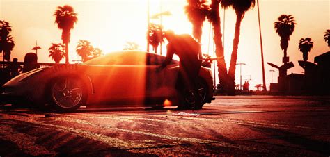 Download Palm Tree Sun Car Video Game Grand Theft Auto V Hd Wallpaper
