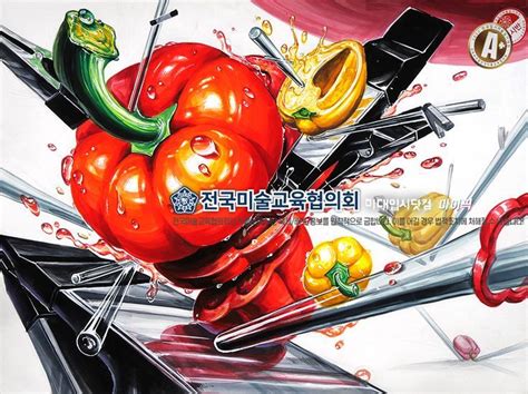 [디자인] 2022 전국입시미술 실기대전 우수작 기초디자인 3절 입시반 파프리카 금속집게 투명아크릴봉 2