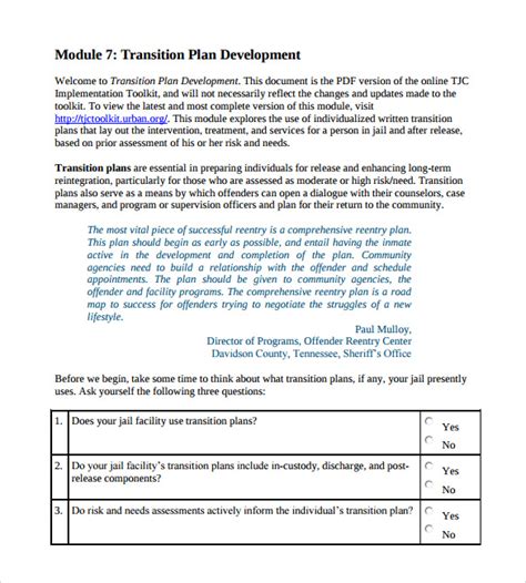 FREE Sample Transition Plan Templates In PDF MS Word Pages