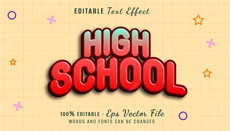 Premium Vector High School 3d Text Effect Design