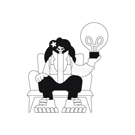 Girl Holds Light Bulb In Hands Concept Of Ideas Shown In A Linear