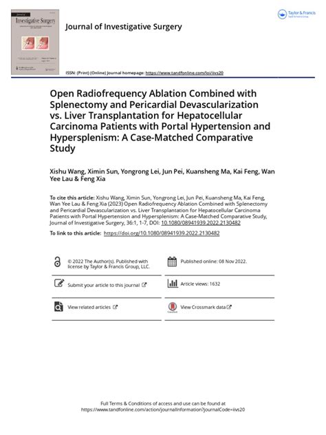Open Radiofrequency Ablation Combined With Splenectomy And Pericardial