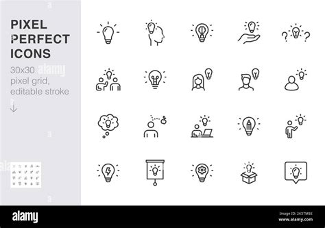 Creative Idea Line Icon Set Electricity Bulb Brainstorm Presentation