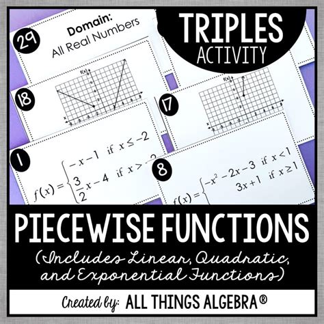 Piecewise Functions Triples Activity All Things Algebra®