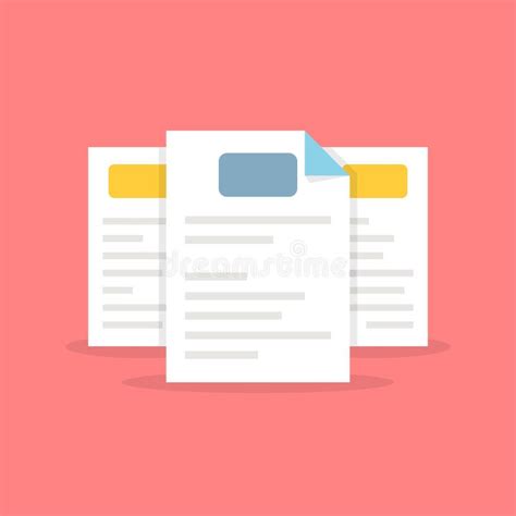 Document With Stamp And Text Icon In Flat Style White Papers Vector