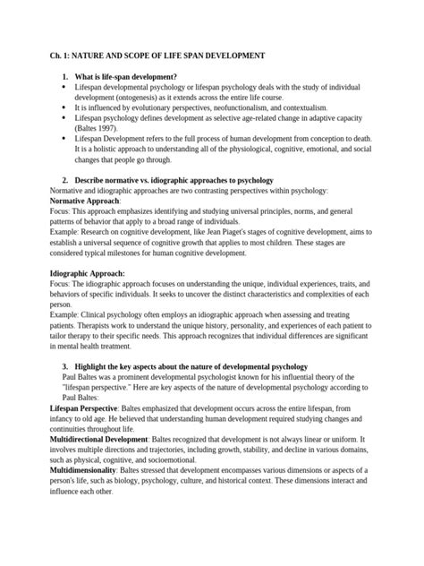 Life Span Development Unit 1 Pdf Developmental Psychology
