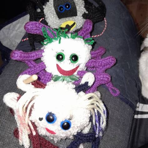Elmo And Cookie Monster Spider Fan Art Knitted Sesame Street Cutey Crawly Pom Pom Decoration With