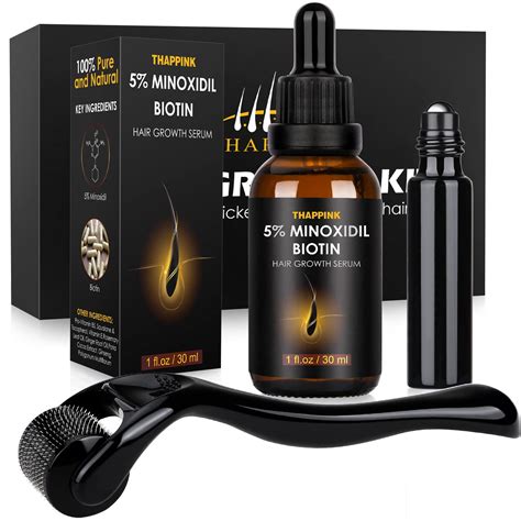 Derma Roller Hair Growth Kit With 5 Minoxidil Serum Biotin And 025mm