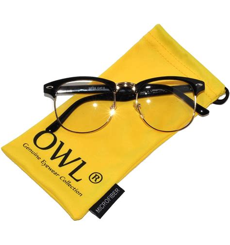 Retro Style Clear Lens Sunglasses Black Gold Metal Half Frame Cp11qc82cxt