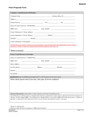 Fillable Online Price Proposal Form Fax Email Print PdfFiller