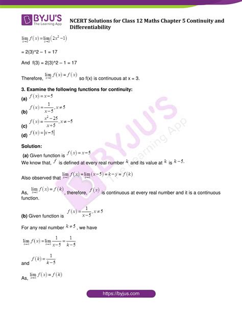 NCERT Solutions For Class 12 Maths Chapter 5 Continuity And